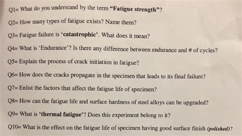 Solved Q1 What Do You Understand By The Term Fatigue Chegg Com