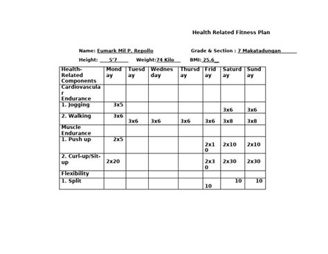 Health Related Fitness Plan Pdf