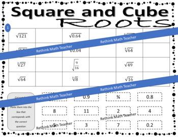 Square And Cube Roots Digital Matching Activity Drag And Drop