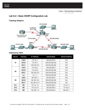 Fillable Online Basic EIGRP Configuration Lab Fax Email Print PdfFiller