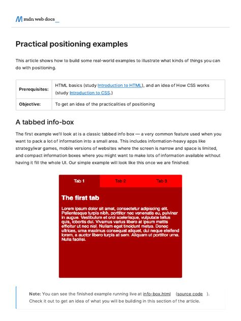 Practical Positioning Examples Learn Web Development Mdn Pdf