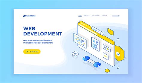 인터넷의 웹 개발에 대한 Isometric 배너 3차원 형태에 대한 스톡 벡터 아트 및 기타 이미지 3차원 형태 가상현실 개발 Istock