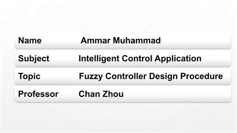 Fuzzy Controller Design Procedure System Ppt Free Download