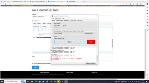 unable to flash program forum ra mcu renesas engineering community