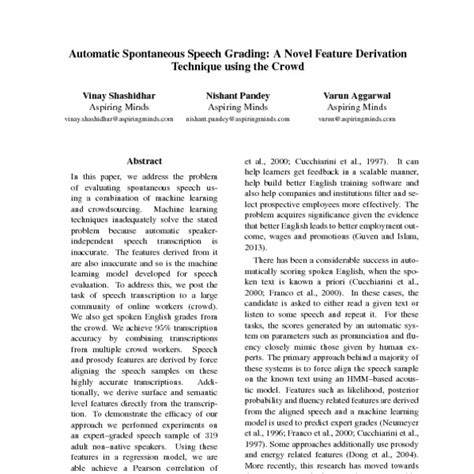 Automatic Spontaneous Speech Grading A Novel Feature Derivation