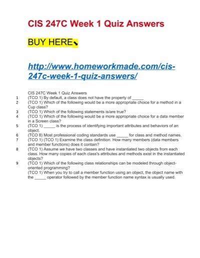 CIS 247C Week 1 Quiz Answers