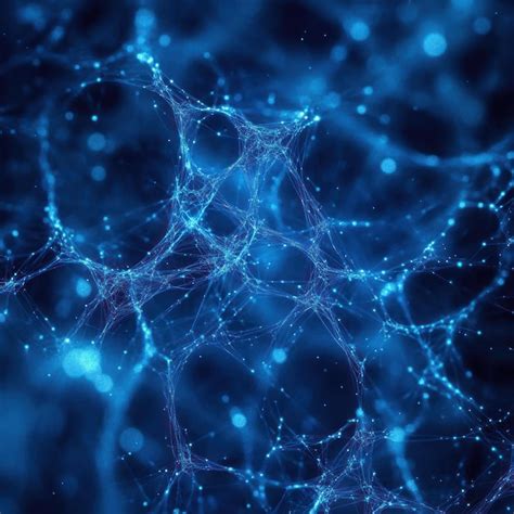 Abstract Blue Network Of Interconnected Nodes And Lines Premium Ai Generated Image