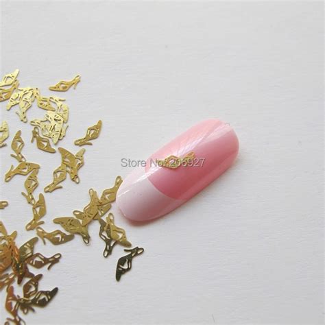 Ms84 골드 귀여운 하이힐 데코 네일 아트 금속 스티커 네일 아트 장식 비 접착 스티커 100 개nail Art Metal Stickernail Art