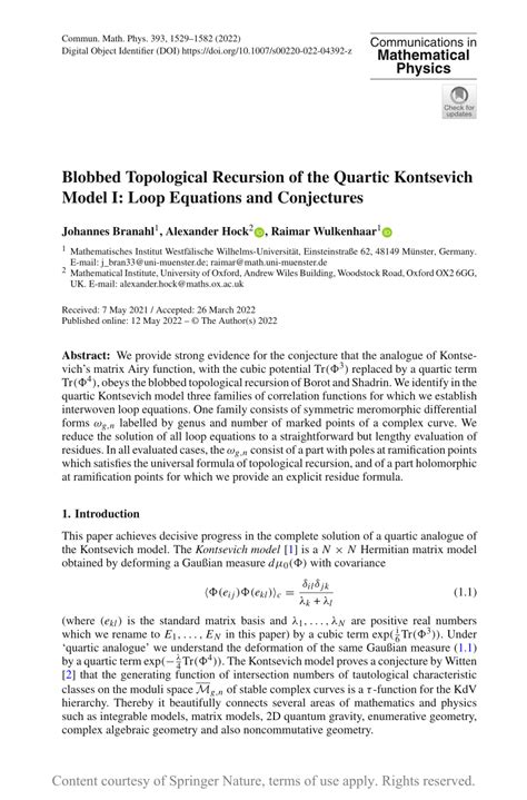Pdf Blobbed Topological Recursion Of The Quartic Kontsevich Model I Loop Equations And