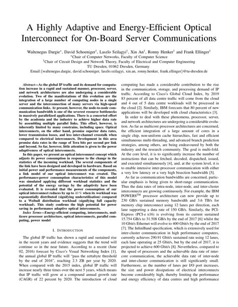 Pdf A Highly Adaptive And Energy Efficient Optical Interconnect For