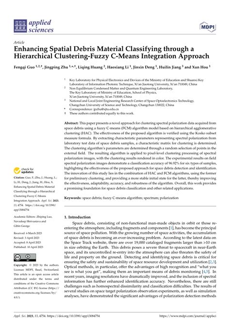 Pdf Enhancing Spatial Debris Material Classifying Through A Hierarchical Clustering Fuzzy C