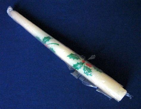 Vintage Christmas Candle With Holly Design C1960s 70s Vintage