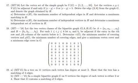 Solved MT Let The Vertex Set Of The Simple Graph Be Chegg Com