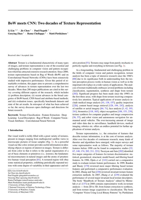 Pdf A Survey Of Recent Advances In Texture Representation