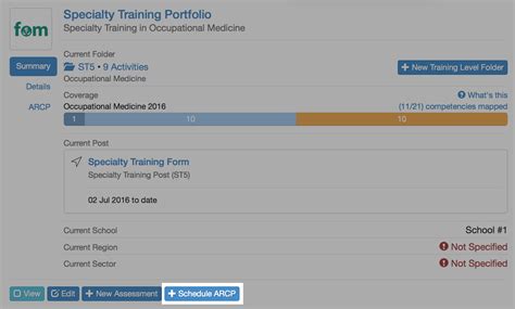 Schedule An Arcp For A Trainee Fom Portfolio