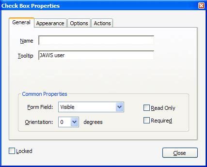 Adobe Acrobat Text Field Properties