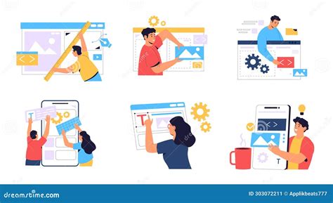 Web Development Concept Ux Design Of Project Stock Vector