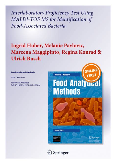 Pdf Interlaboratory Proficiency Test Using Maldi Tof Ms For Identification Of Food Associated