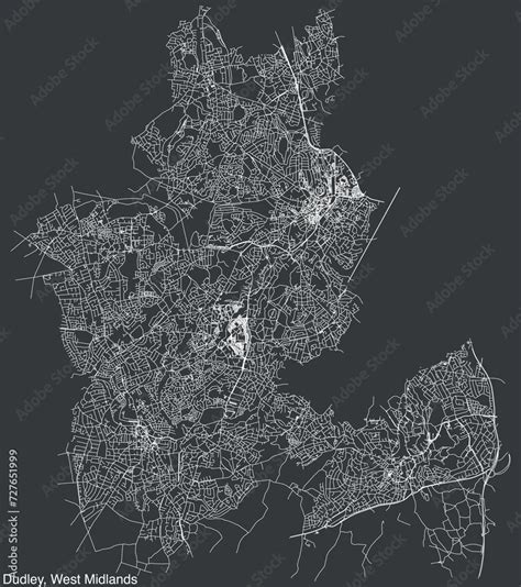 Street Roads Map Of The Metropolitan Borough Of Dudley West Midlands