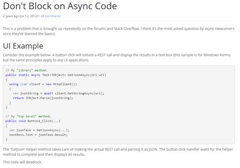 solving it puzzles deadlocks in async await