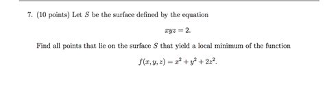 solved let s be the surface defined by the equation xyz