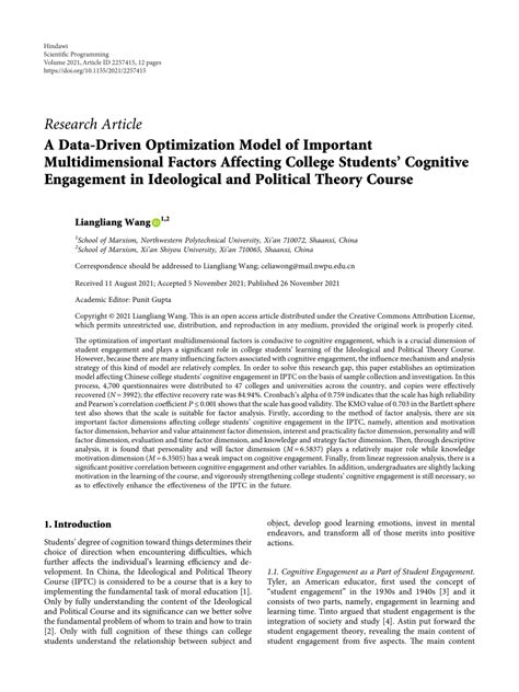 pdf a data driven optimization model of important multidimensional