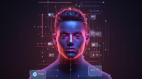 premium photo the concept of a facial recognition system with a face