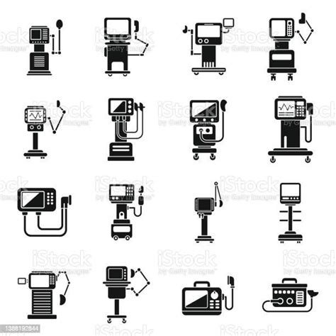 인공 호흡기 의료 기계 아이콘은 간단한 벡터를 설정합니다 공기 환기기 건강관리와 의술에 대한 스톡 벡터 아트 및 기타 이미지