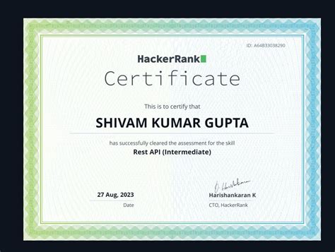 Shivam Kumar Gupta On Linkedin Hackerrankcertified Restapi