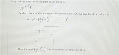 Solved Verify That The Point Lies On The Graph Of The Unit Chegg