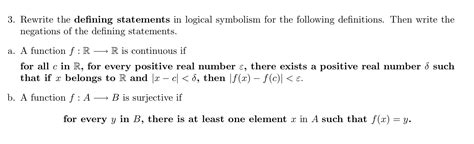 Solved 3 Rewrite The Defining Statements In Logical