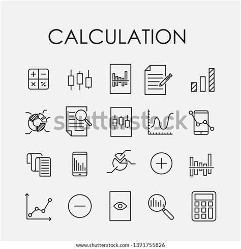Set 20 Calculation Icons Universal Signs Stock Vector Royalty Free