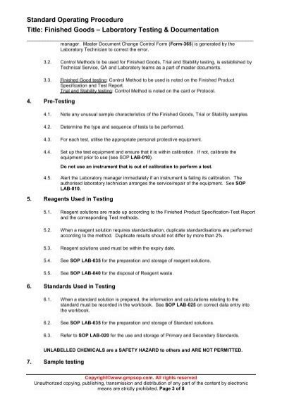 Lab 065 Finished Goods Laboratory Testing And Documentation