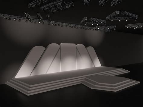 투시도 내부 홀 3d 렌더링 그림에서 계단이 있는 이벤트 빈 무대 프리미엄 사진