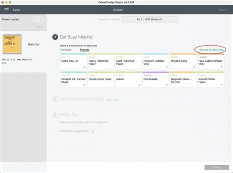edit material settings cricut design space design bundles