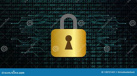 Secure Digital Data Connection With Lock Binary Code Background Stock Vector Illustration Of