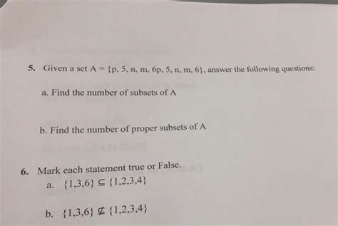 Solved 5 Given A Set A P 5 N M 6p 5 N M 6