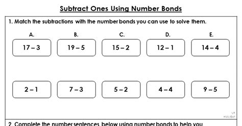 subtract ones using number bonds extension classroom secrets