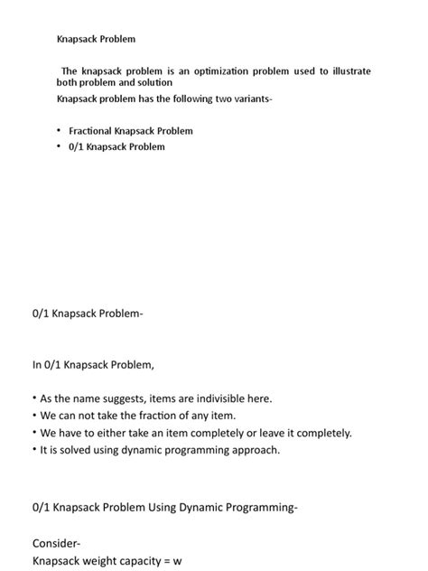 Knapsack Pdf Dynamic Programming Applied Mathematics