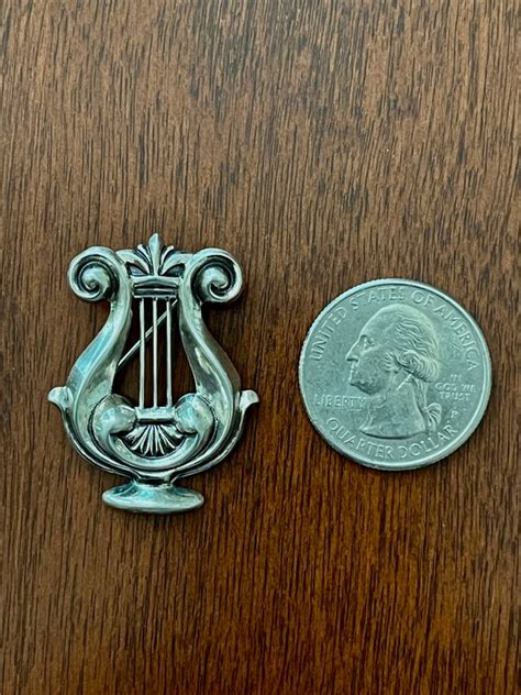 Beau Sterling Silver Lyre Harp Pin Sterling Lyre Pin … Gem