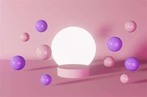 보라색 핑크 네온 실린더 연단 스테이지 3d 렌더링 둥근 받침대 디자인 구성 최소한의 반짝이는 장면 구체를 Abstact 0명에