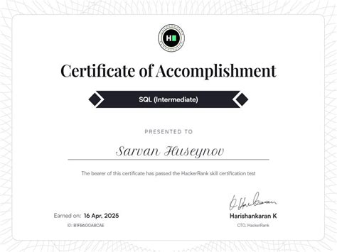 Im Happy To Share That Ive Obtained A New Certification Sql Sarvan Huseynov