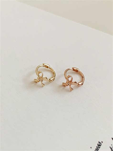 르앙 14k 앨리스 리본 원터치 링 귀걸이 위시버킷