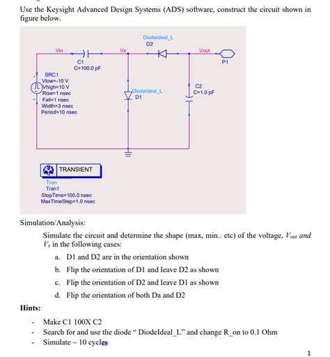 Solved Use The Keysight Advanced Design Systems ADS Sof