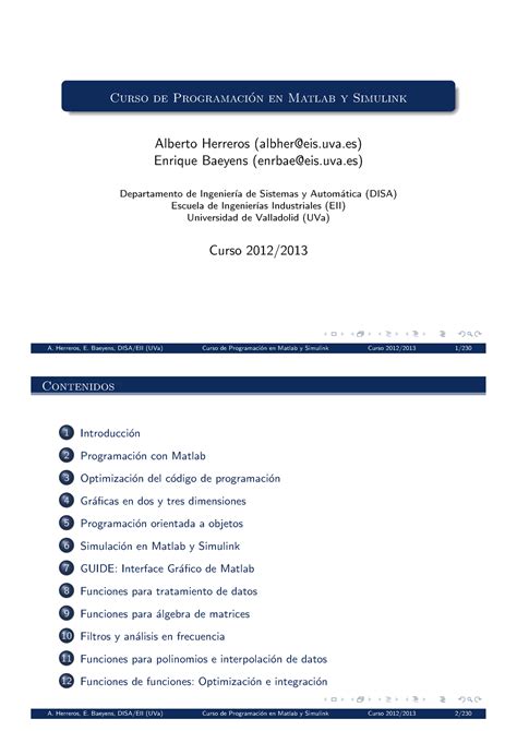 curso de programacion en matlab y simulink curso de programaci ́on en