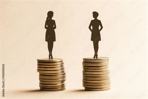Gender Equality Concept Through Symbolic Figures On Coins Stock