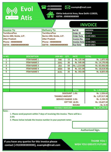 Commercial Template Of GST Invoice Format In Excel Download Xlsx File