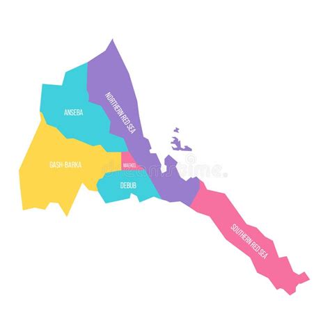 Eritrea Political Map Of Administrative Divisions Stock Vector Illustration Of Federal Border