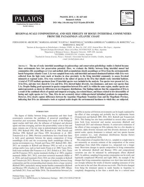 Pdf Regional Scale Compositional And Size Fidelity Of Rocky Intertidal Communities From The