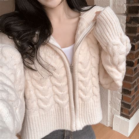 로이 집업 4 Color 카라집업카라니트집업꽈배기집업꽈배기니트겨울니트간절기아우터크롭꽈배기크롭집업 에이블리